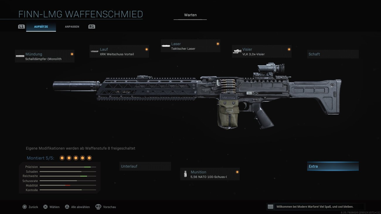 CoD Modern Warfare: Finn-LMG - Aufsätze, Werte und Loadout