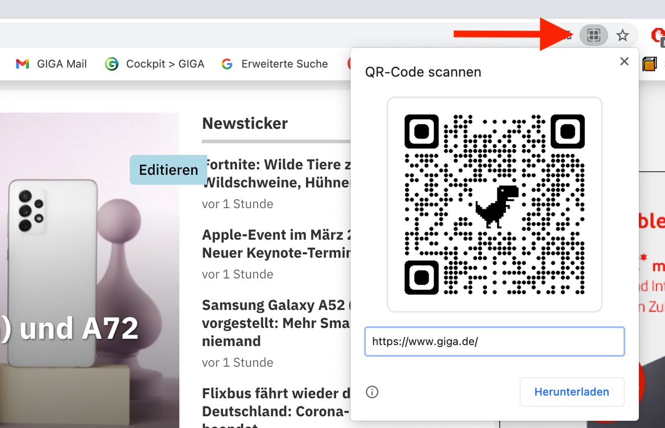 In der Adresszeile von Chrome: Hinter dem Viereck versteckt sich eine praktische Funktion