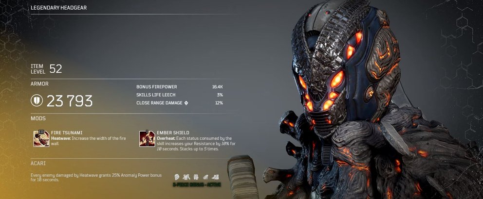 The Acari-Set für den Pyromant (Pyromancer) in Outriders