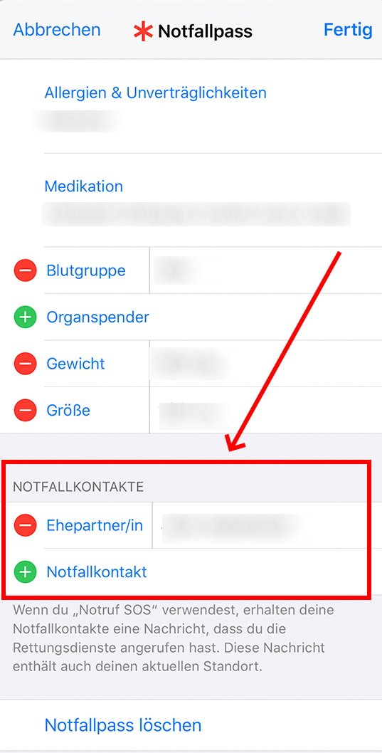 iOS: Notfallkontakt am iPhone einrichten & anzeigen