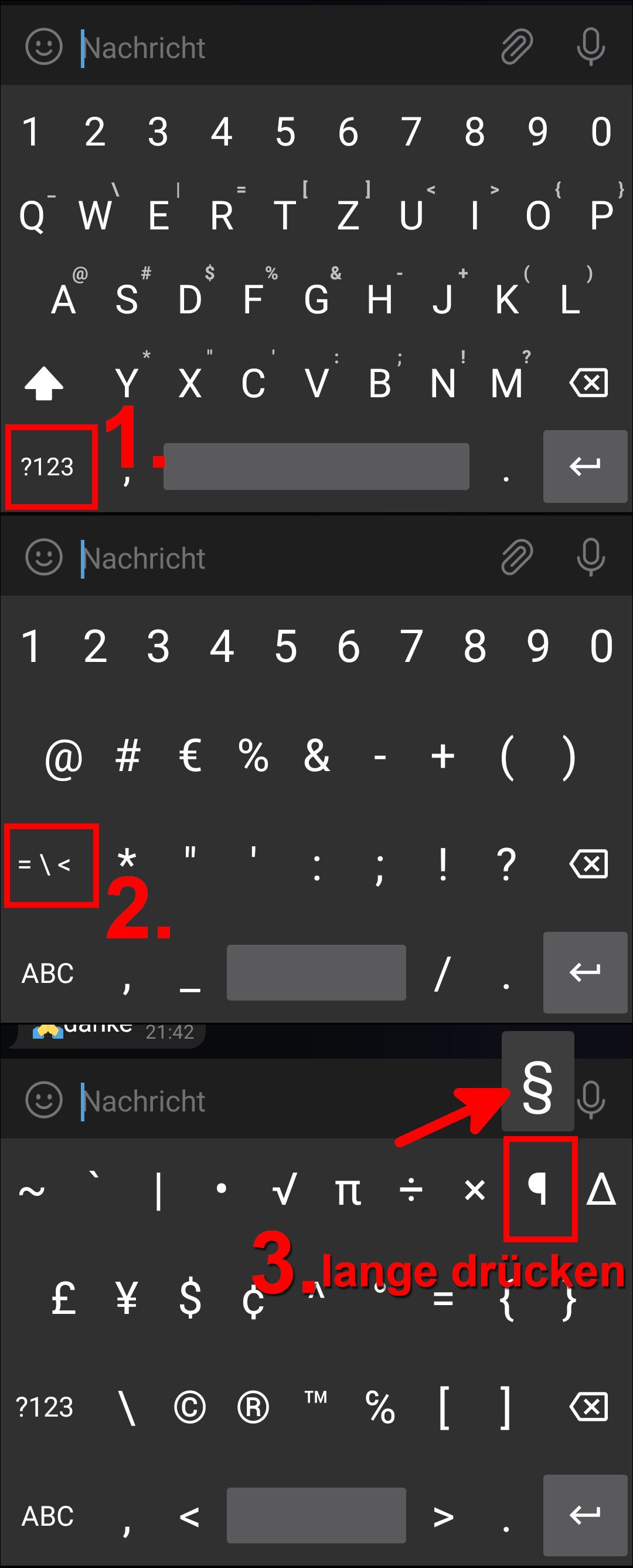 Paragraphenzeichen mit Tastatur, iPhone & Android schreiben