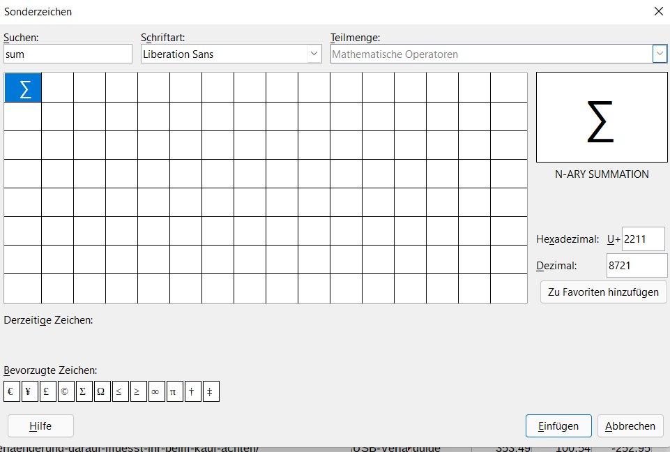 ∑ Summenzeichen in Excel, Word & Co. einfügen (Sigma)