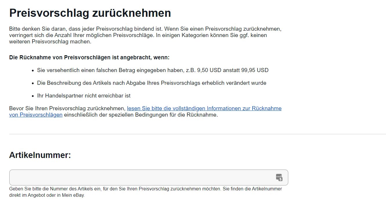 eBay: Preisvorschlag zurückziehen – so gehts
