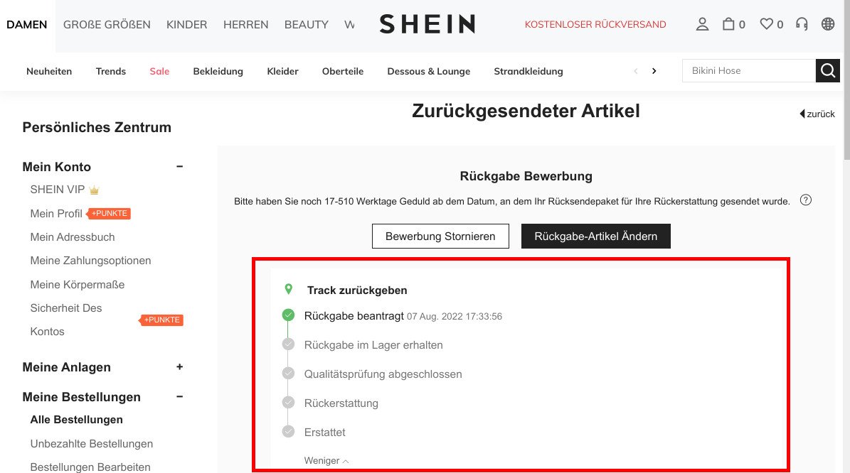 Shein-Tracking: So verfolgt ihr eure Bestellung