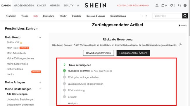 Shein-Tracking: So verfolgt ihr eure Bestellung