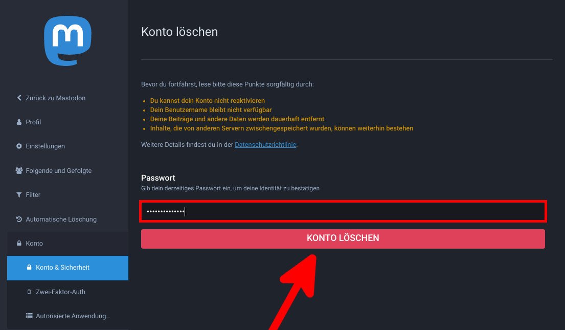 Mastodon: Konto löschen – so geht's