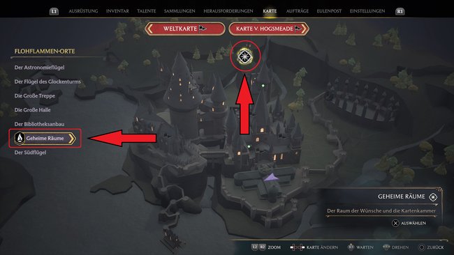 Hogwarts Legacy: Raum der Wünsche vergrößern & auf der Karte finden