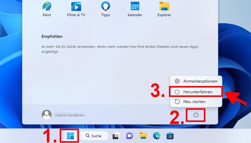 Windows 11 herunterfahren – die 3 besten Methoden