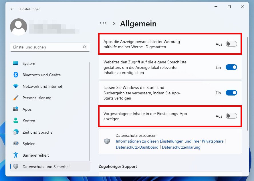 Windows 11: Nervige Werbung ausschalten