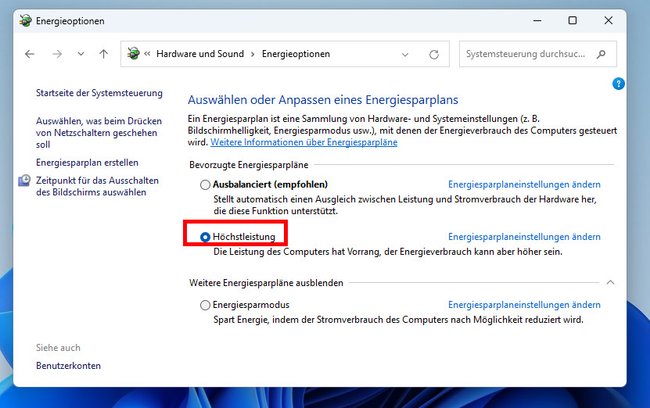 Höchstleistung in Windows 10 und 11 aktivieren