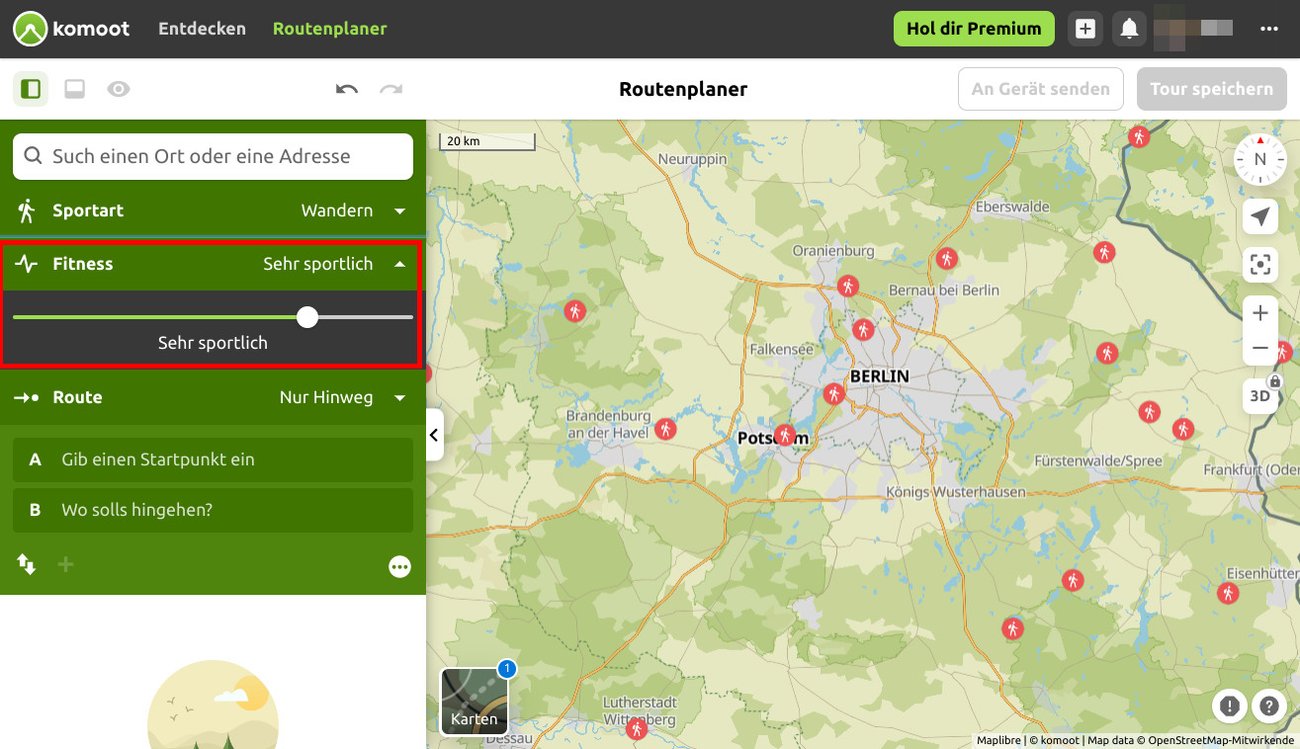 Komoot: Route oder Rund-Tour planen – so geht's