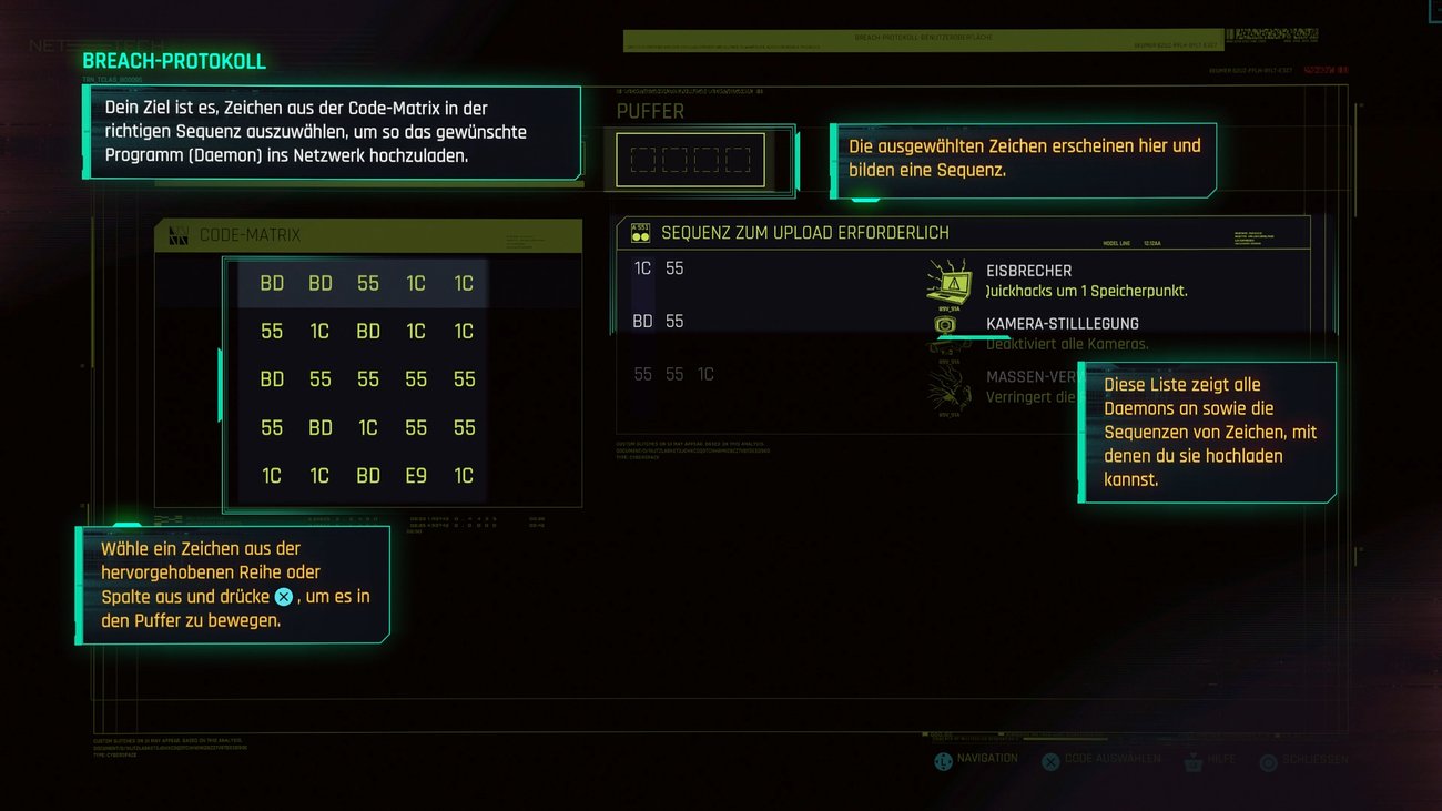 Cyberpunk 2077: Breach-Protokoll & Daemons nutzen