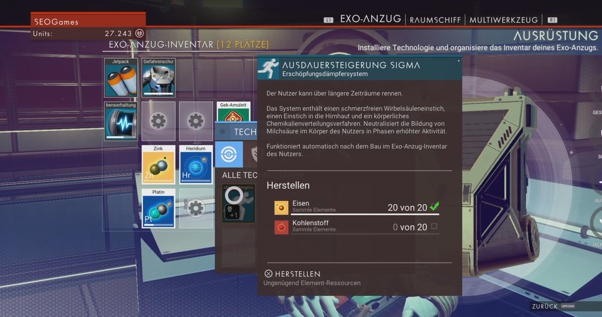 No Man's Sky: Exo-Anzug - Upgrades und Funktionen