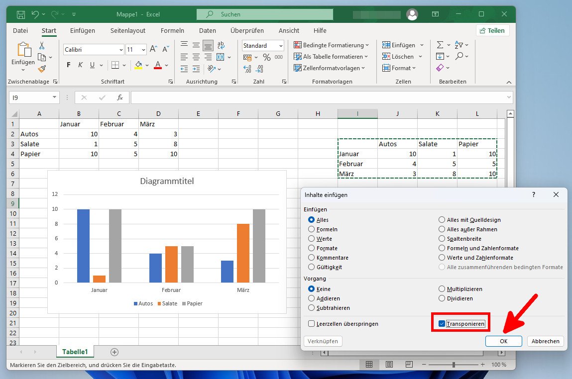 Excel: X- und Y-Achse tauschen – so geht’s
