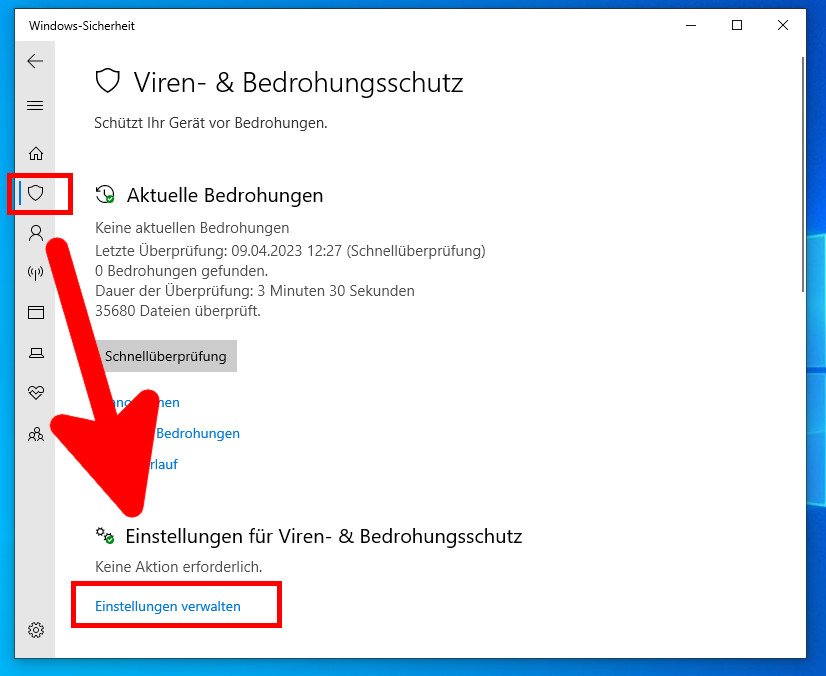 Windows Defender: Ausnahme hinzufügen (Windows 10/11)