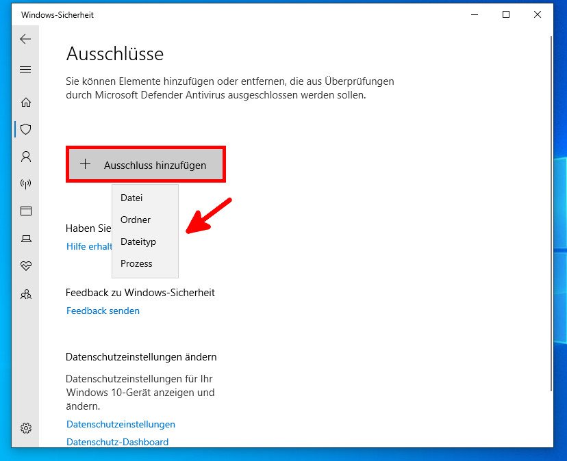 Windows Defender: Ausnahme hinzufügen (Windows 10/11)