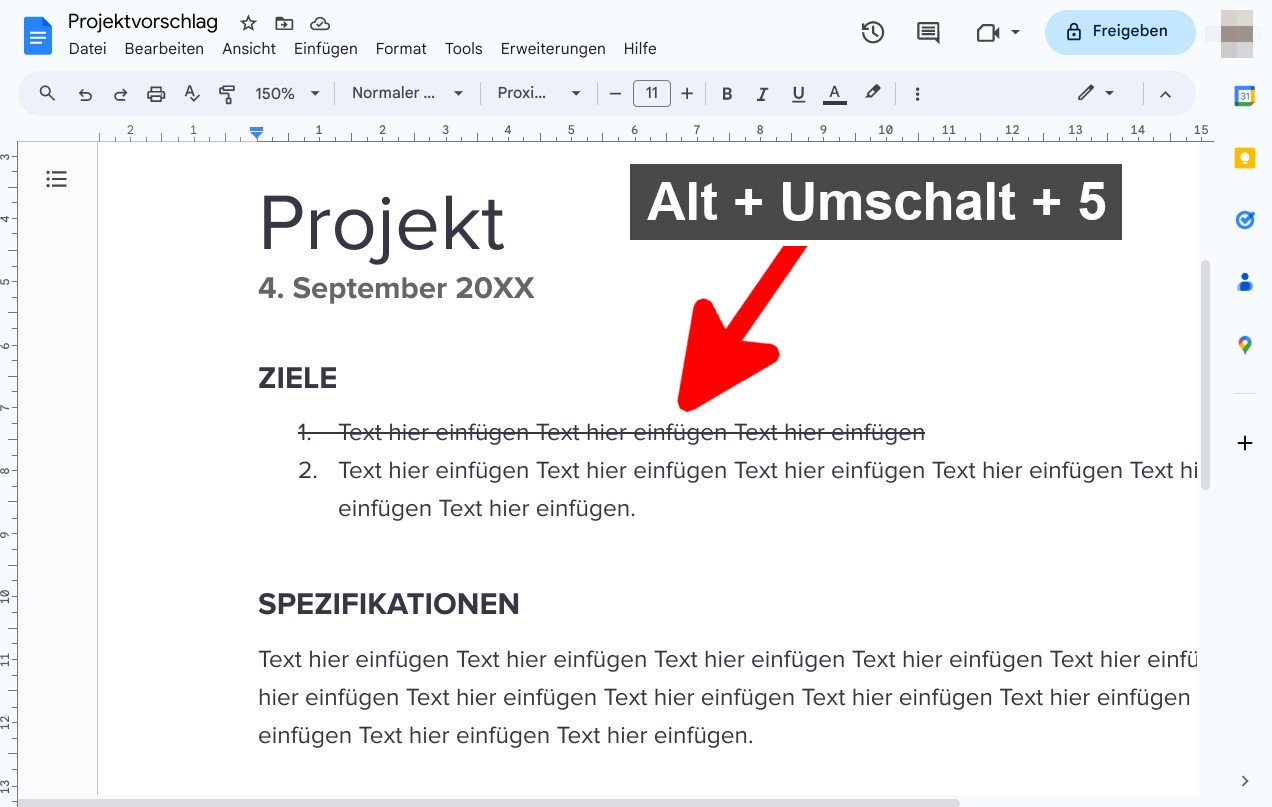 Google Docs: Text durchstreichen – so geht's