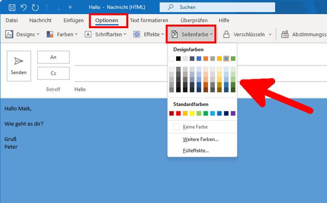 Outlook: Farbe ändern – so geht's