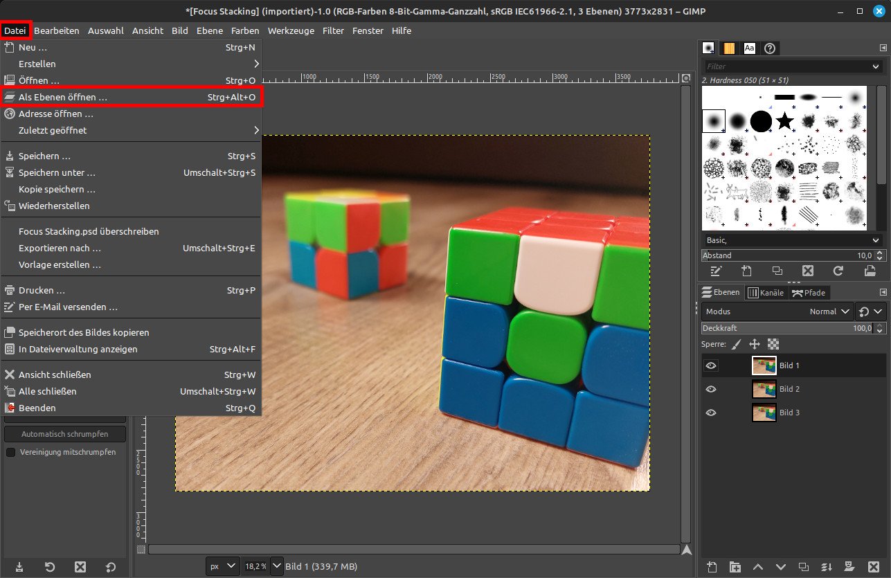 Focus-Stacking in Photoshop & GIMP – durchgehend scharfe Bilder