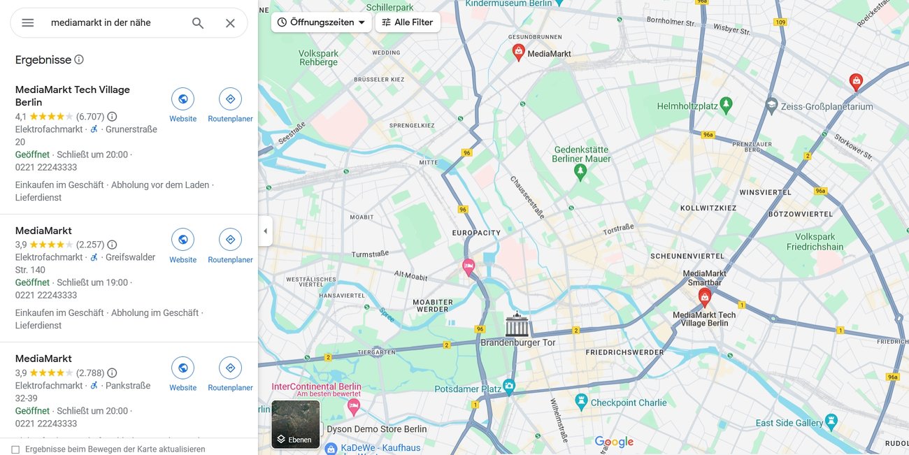 MediaMarkt in der Nähe: Standort der nächsten Filialle