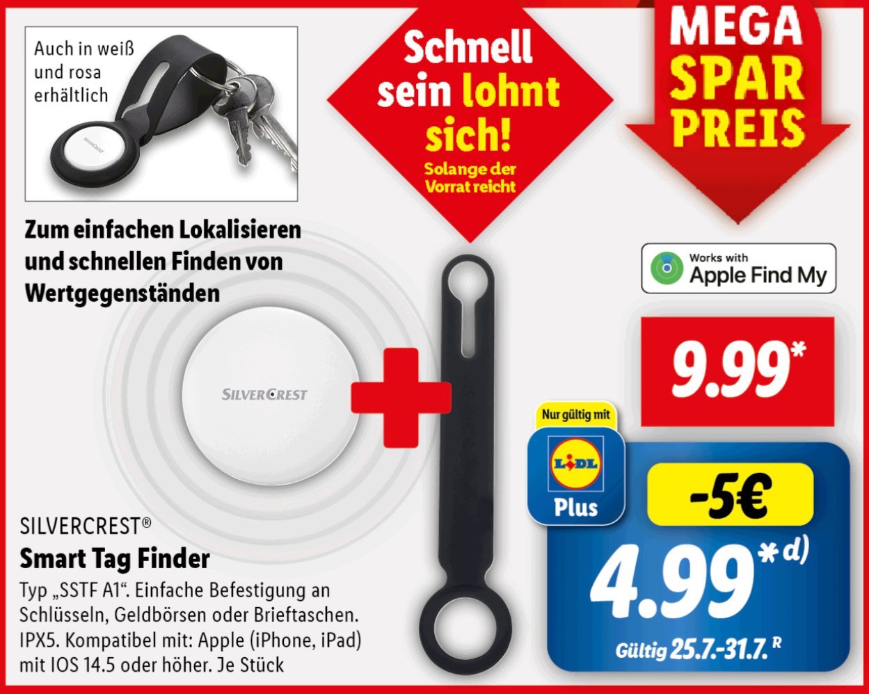 Lidl verkauft heute AirTag-Alternative für 4,99 Euro