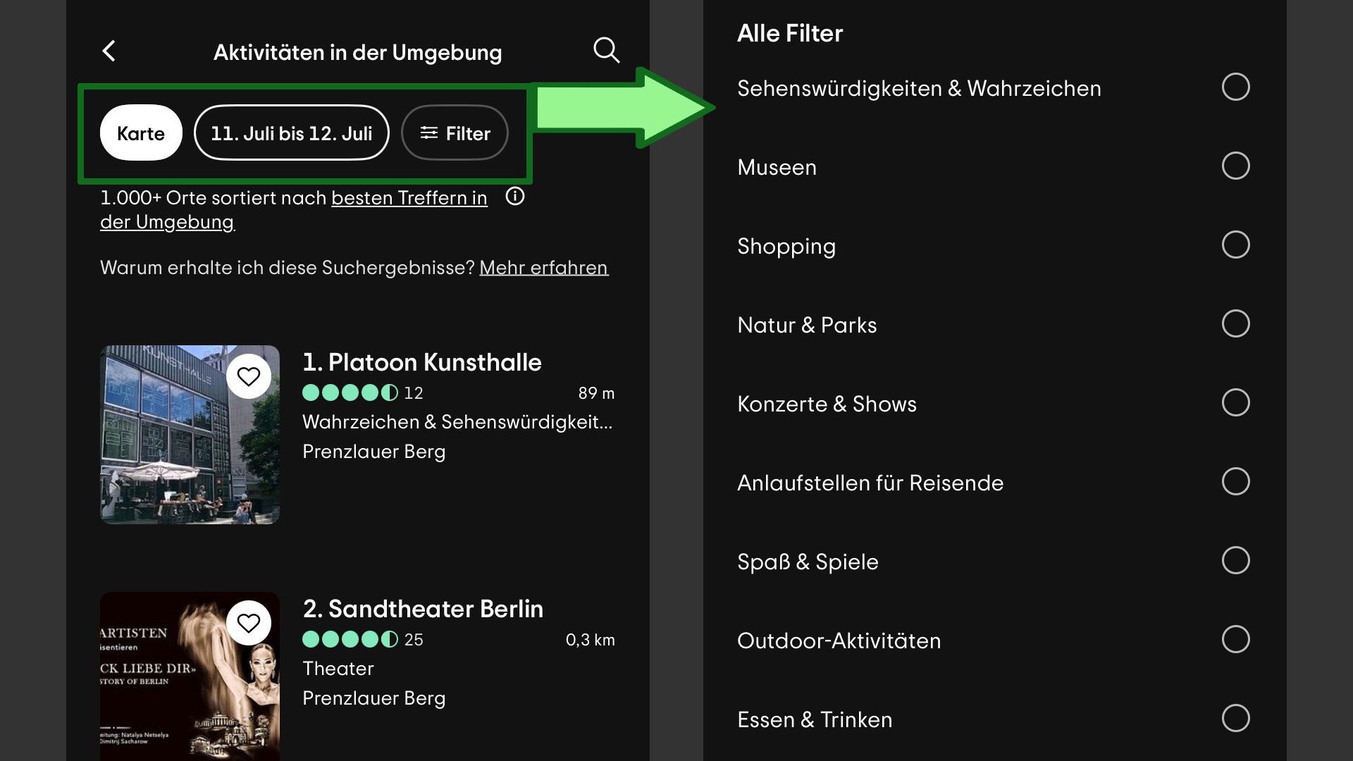 Sehenswürdigkeiten in der Nähe mit Google Maps finden und gleich buchen